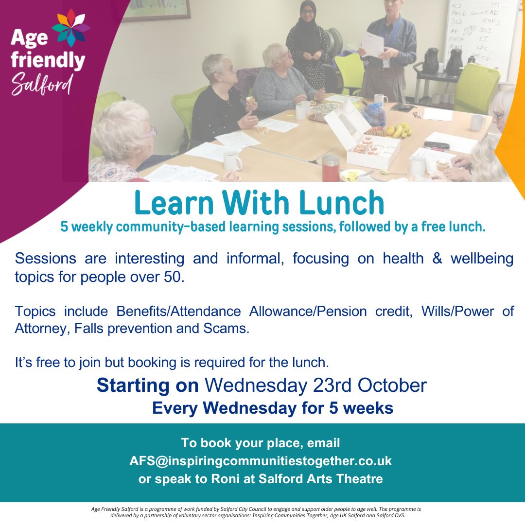 'Learn with Lunch' events aim to engage Salford's elderly community ...